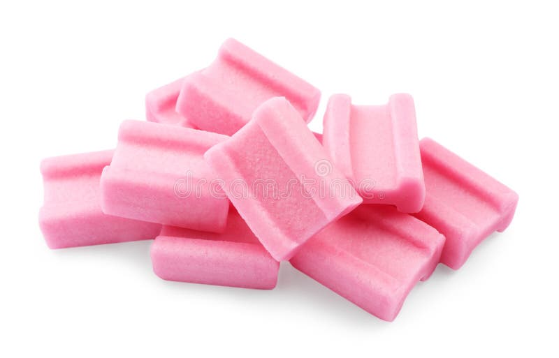 Pile of Pink Chewing Gums on White Background Stock Image - Image of ...