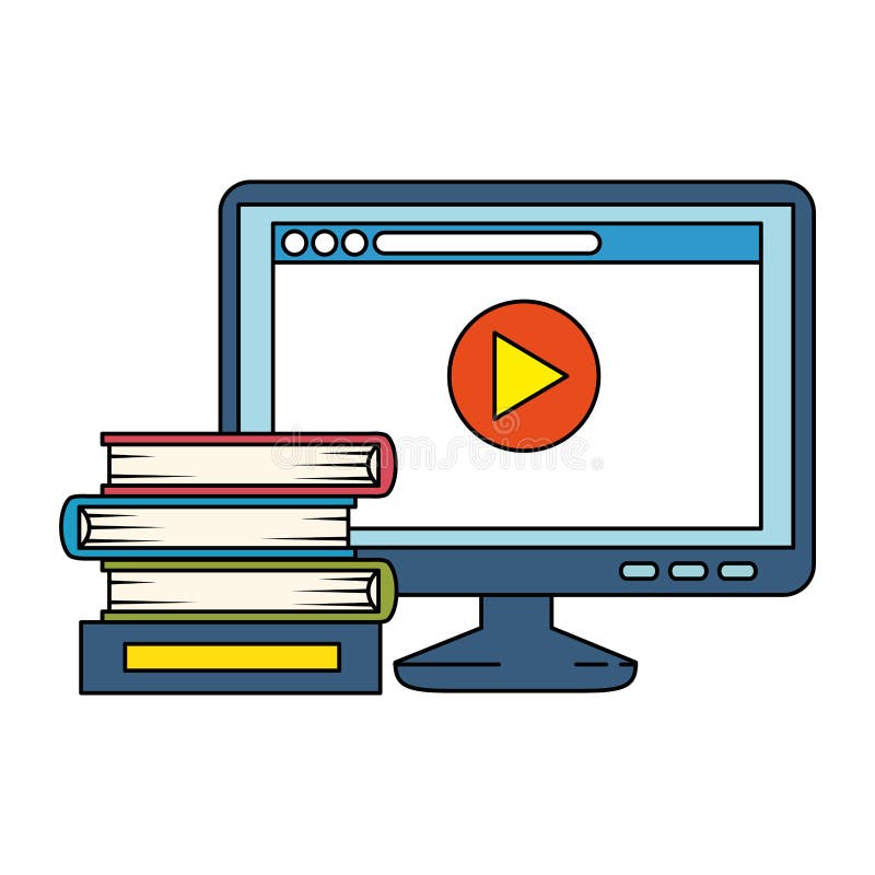 Pile Text Books with Computer Stock Illustration - Illustration of ...