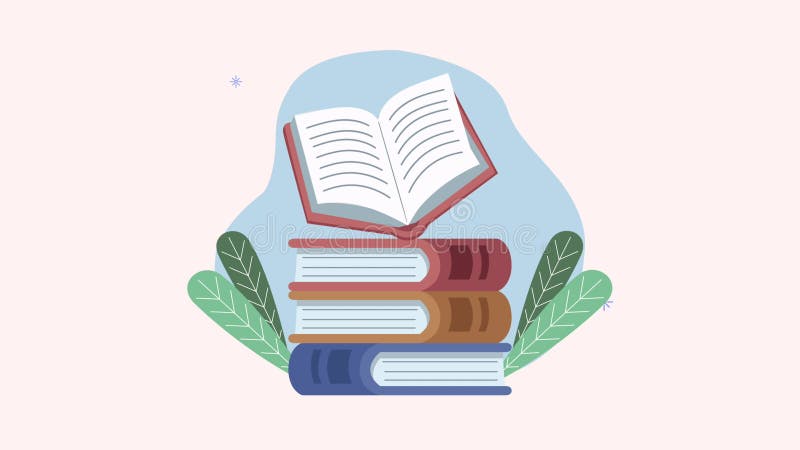 Pile Text Books Library Animation Stock Footage - Video of page ...