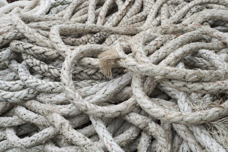 Pile of thick white ropes stock image. Image of string - 123968801