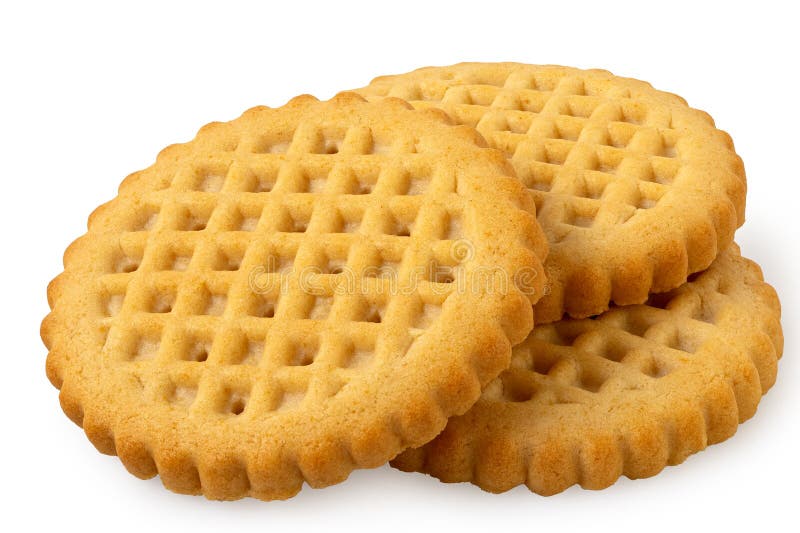 Pile of Three Plain Round Lattice Biscuits Isolated on White Stock ...