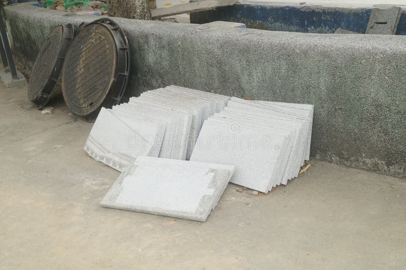 A Pile of Tiles on the Construction Site Stock Image - Image of object ...