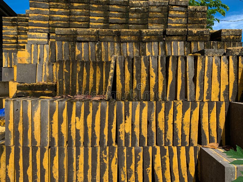 Pile of Tiles Paving in Yellow. Stock Image - Image of architecture ...