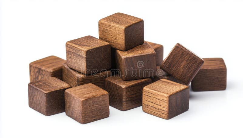Pile of Timber Blocks Stacking Game on White Background Stock Photo ...
