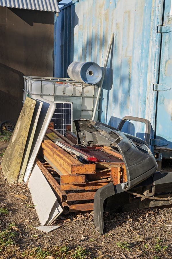 Backyard Junk stock image. Image of heavy, pile, industry - 204849121