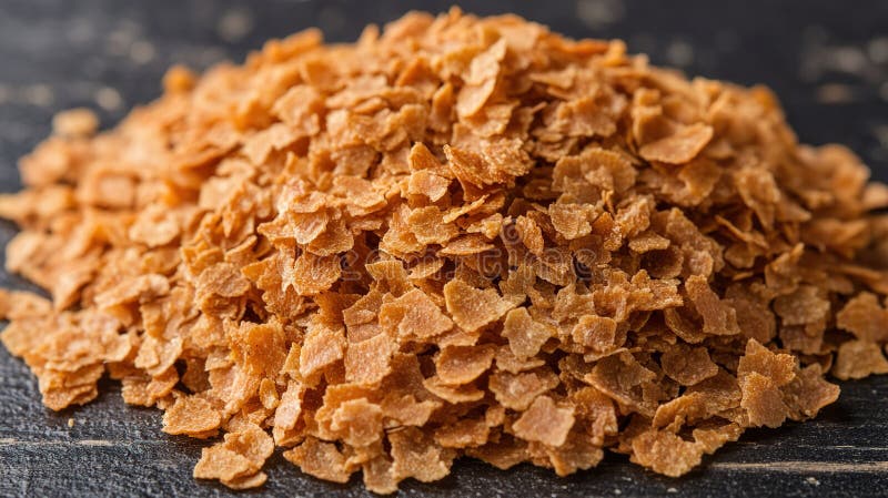 Pile of Toasted Cereal Flakes on Dark Wood Surface Stock Illustration ...