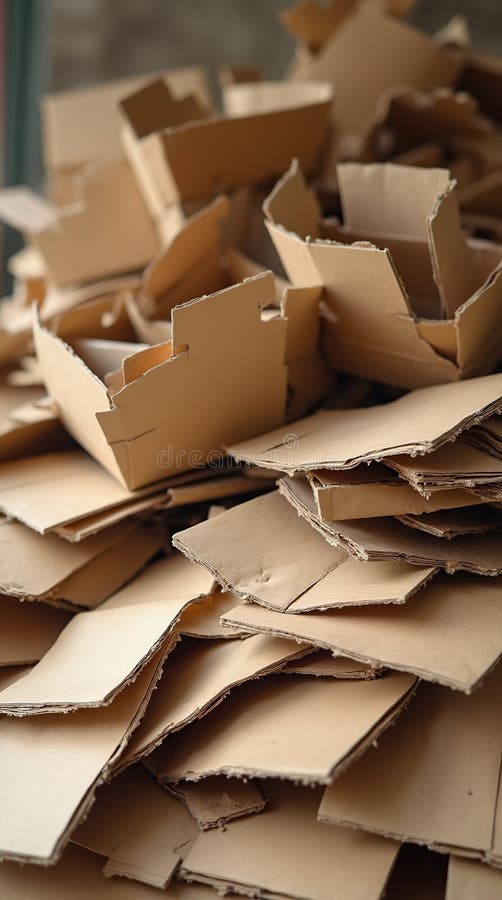 Pile of Torn Cardboard Boxes for Recycling and Eco-Friendly Packaging ...