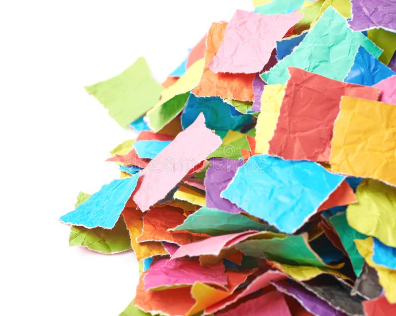Pile of Torn Paper Pieces Isolated Stock Photo - Image of creative ...