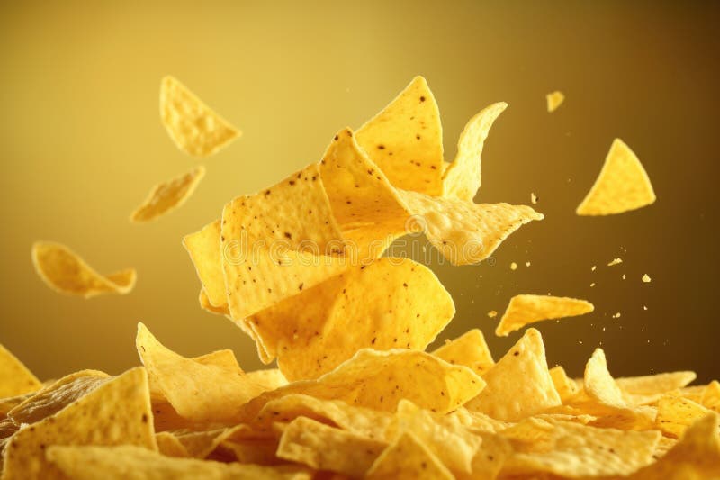A Pile of Tortilla Chips Falling into the Air. Great for Food and Snack ...