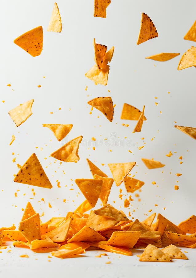 A Pile of Tortilla Chips Falling Down Stock Image - Image of nacho ...