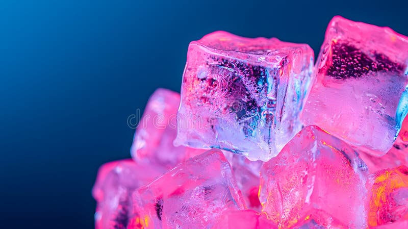 A Captivating Display of Multicolored Ice Cubes Gleaming Against a Deep ...
