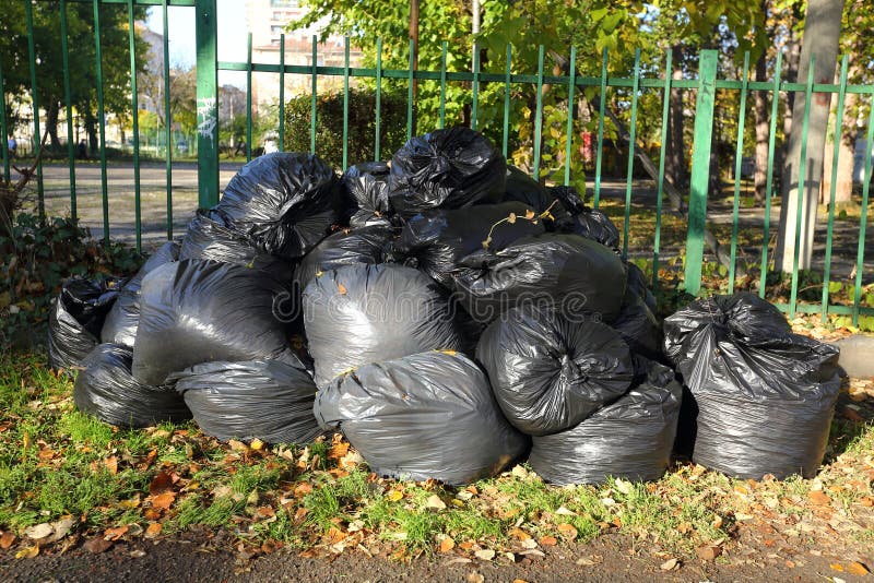 Pile of trash bags stock image. Image of environmental - 267149245