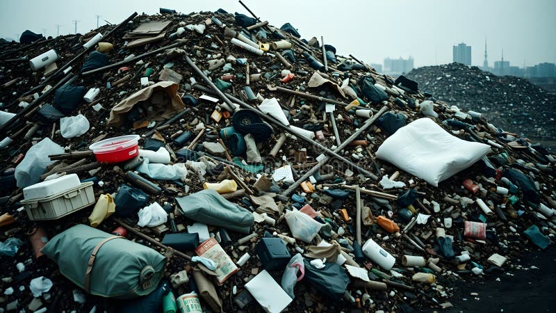 A Pile of Trash is on the Ground Stock Illustration - Illustration of ...