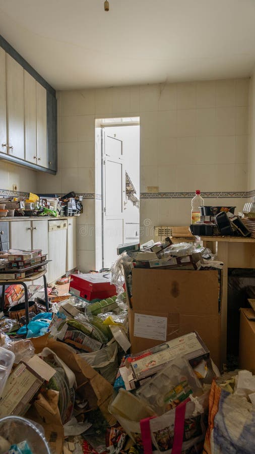 Trash in the kitchen editorial photo. Image of neglect - 303252456