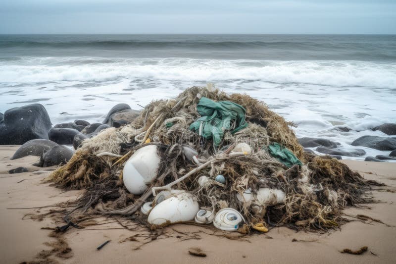 Pile of Trash Washed Ashore, Symbolic of the Need for Ocean ...