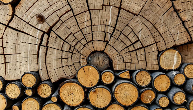 Pile of Tree Trunks and Branches Arranged Together Abstract Background ...