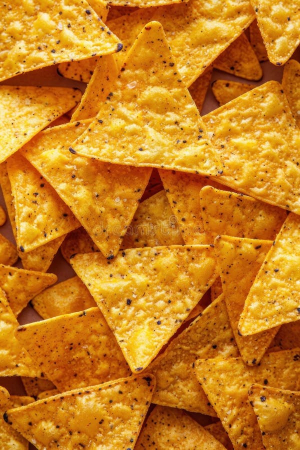 A Pile of Triangular Yellow Tortilla Chips Neatly Stacked on Top of a ...