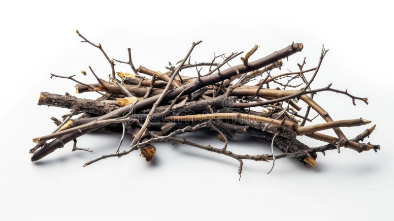 A Pile of Twigs Arranged on a White Surface. Suitable for Nature-themed ...