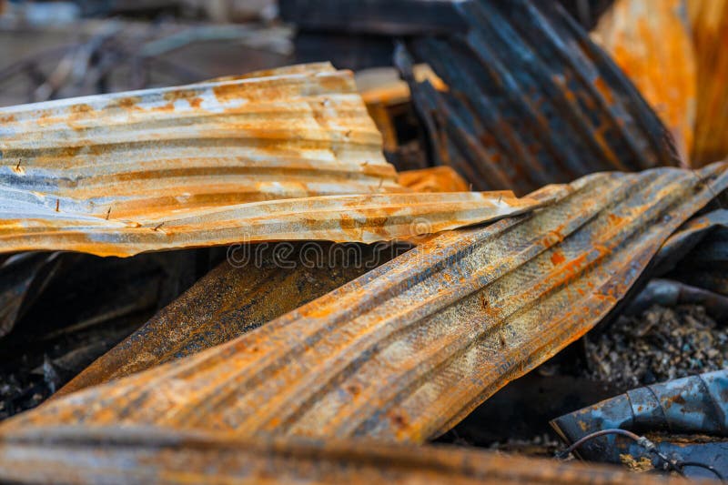 Pile of Twisted Rusted Metal Debris from Collapsed Structure.. Stock ...