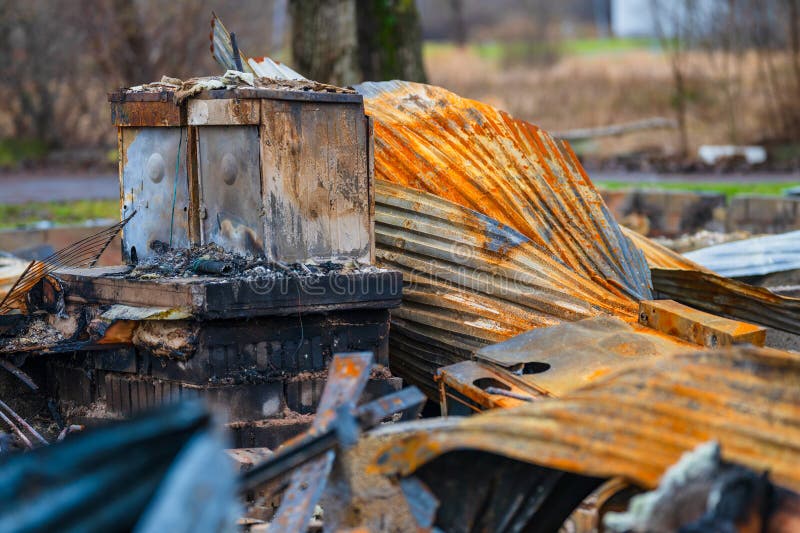 Pile of Twisted Rusted Metal Debris from Collapsed Structure.. Stock ...