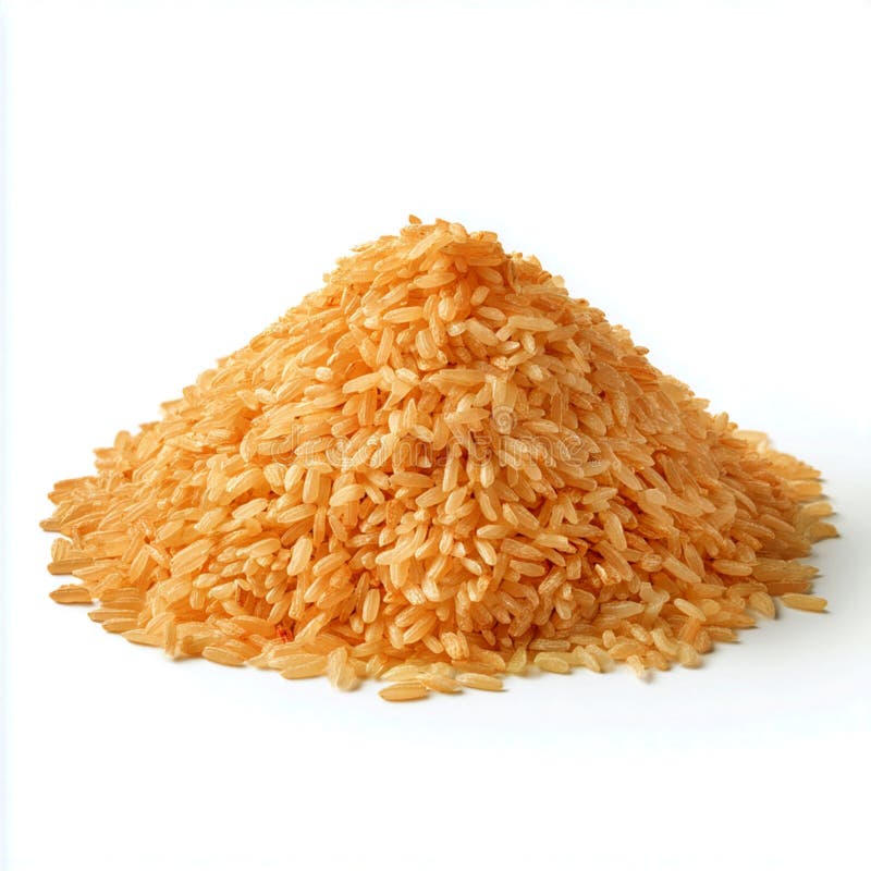 Pile of Uncooked Brown Rice Against a Plain Backdrop View Stock ...