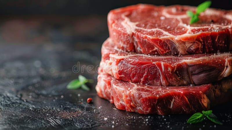 Stack of Raw Meat on Table stock image. Image of pork - 313611305