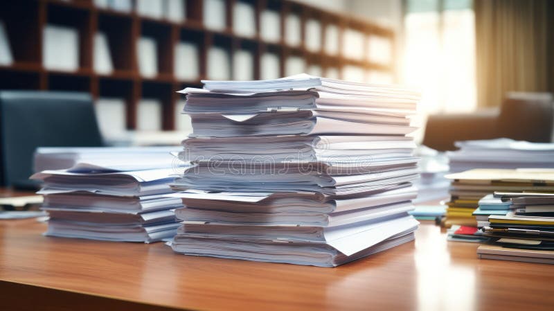 Pile of Unfinished Documents on Office Desk, Stack of Business Paper ...