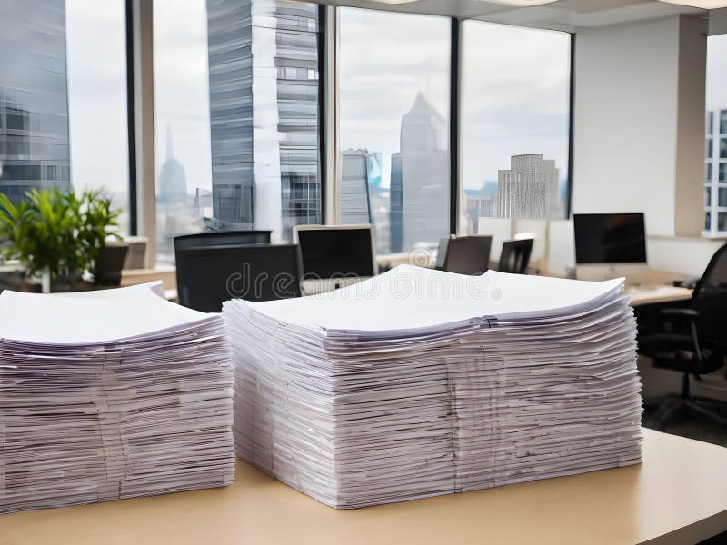 Pile of Unfinished Documents on Office Desk, Stack of Business Paper ...