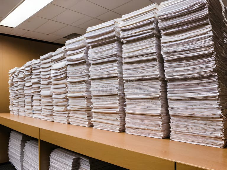 Pile of Unfinished Documents on Office Desk, Stack of Business Paper ...