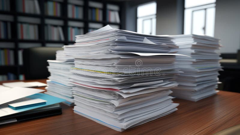 Pile of Unfinished Documents on Office Desk, Stack of Business Paper ...