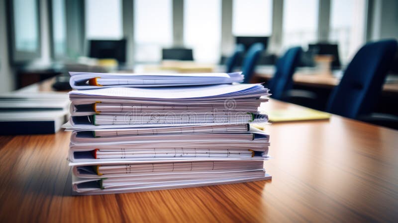 Pile of Unfinished Documents on Office Desk, Stack of Business Paper ...