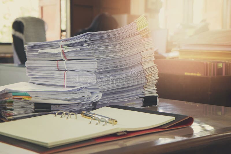 Pile of Unfinished Documents on Office Desk, Stack of Business Paper ...