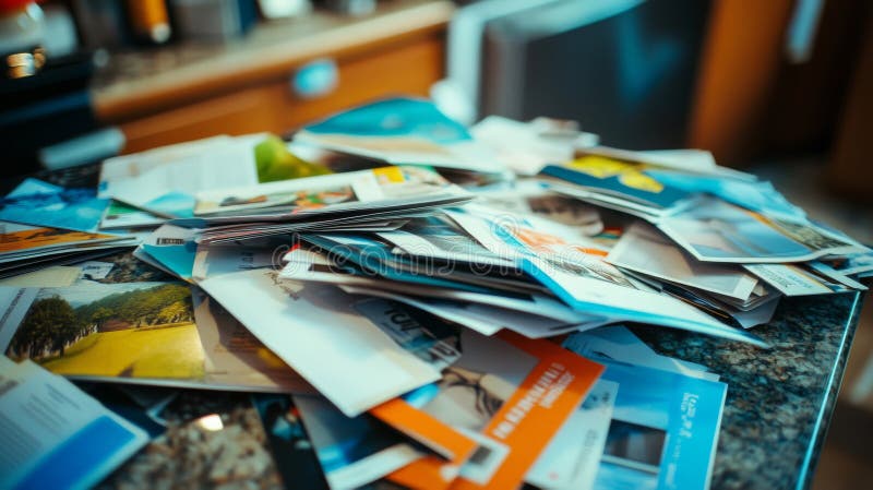 A Pile of Unorganized Papers on a Countertop Stock Illustration ...