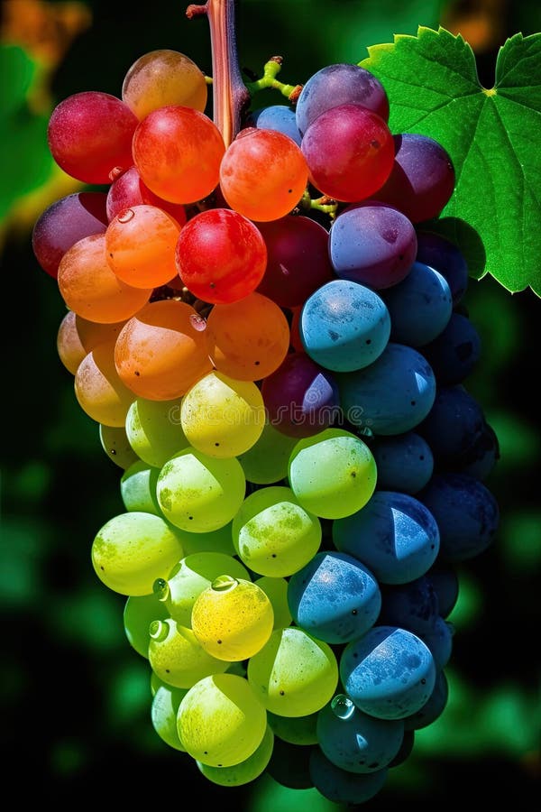 Pile of Unreal Color Grapes Varieties on Branch. Stock Photo - Image of ...