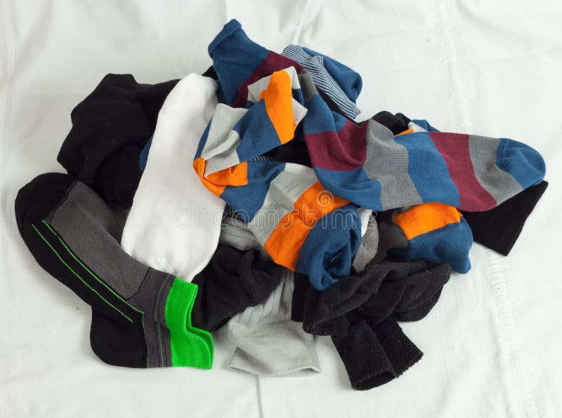 Pile of Unsorted Socks on White Stock Photo - Image of fiber, cotton ...