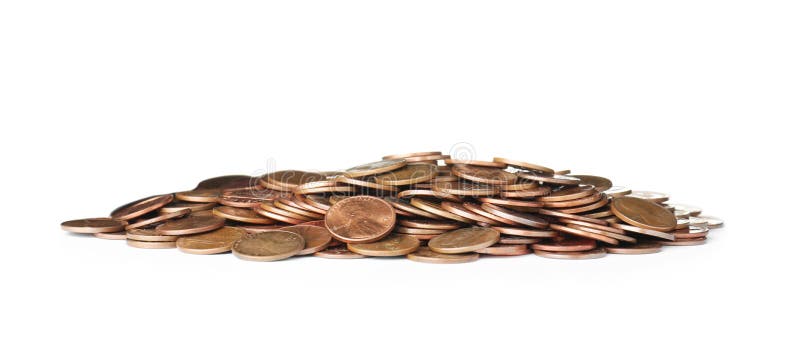 Pile of US coins isolated stock photo. Image of isolated - 143177942