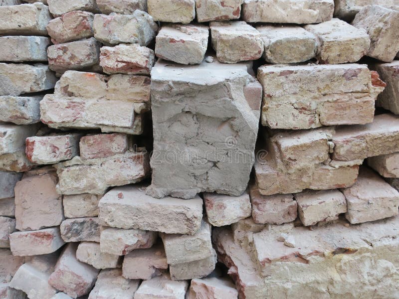 Pile of Used Bricks Collected in a Container Stock Image - Image of ...
