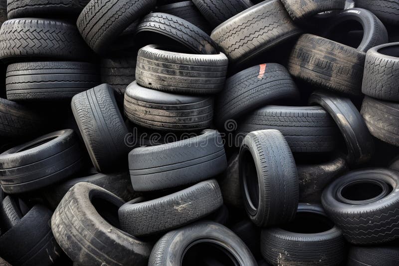 Pile of Used Car Tires, Close Up Image Stock Illustration ...