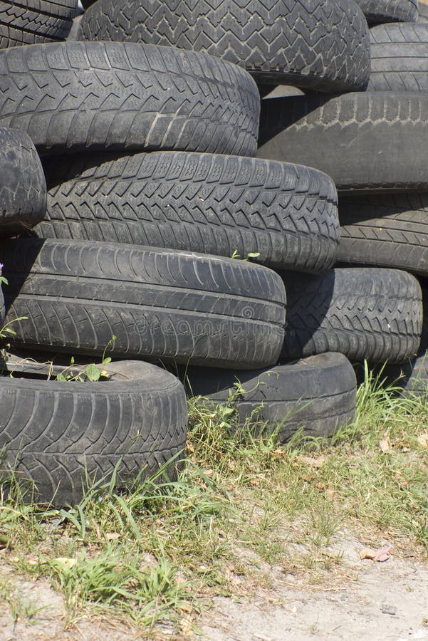 Pile of Used Old Rubber Tire Five Stock Photo - Image of disposal ...