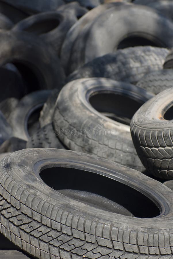 Pile of Used Old Rubber Tire Three Stock Image - Image of junk, pile ...