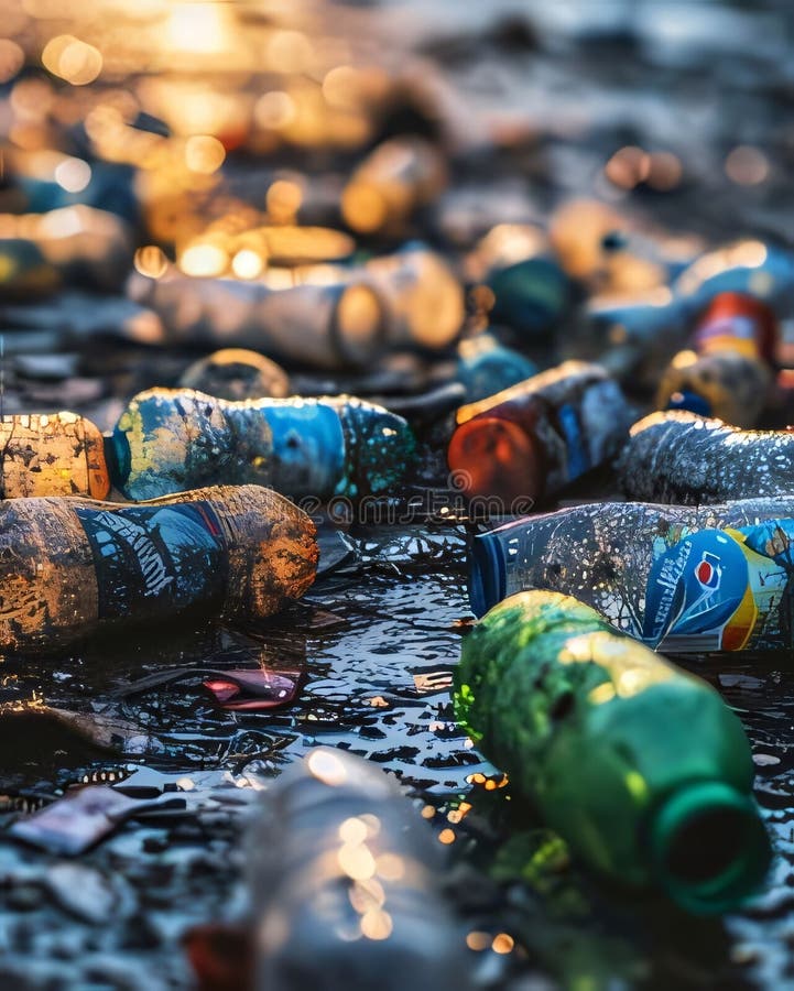 Pile of Used Plastic Bottles on the Beach. Pollution Concept Stock ...