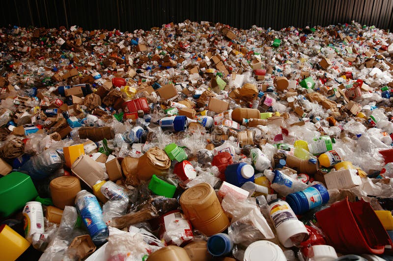 Pile of Used Plastic Bottles and Cans in a Garbage Dump Stock ...