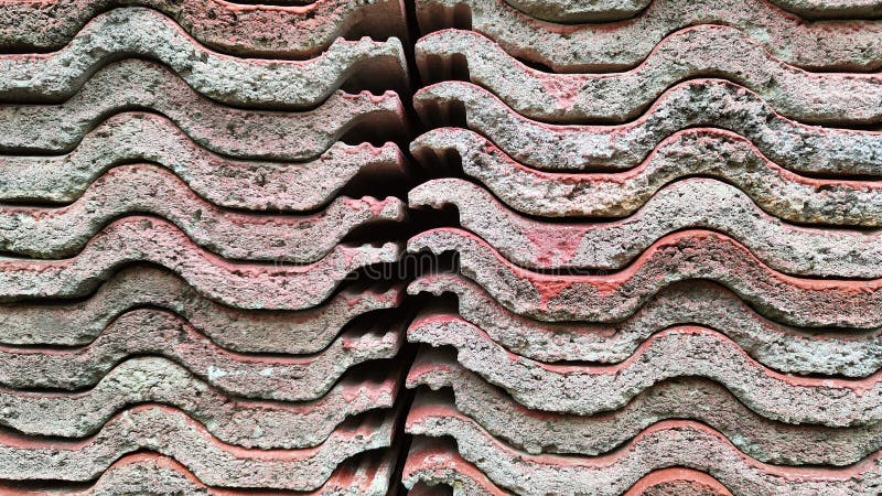 Pile of Used Roof Tiles with Red Color Creates a Pattern Stock Image ...