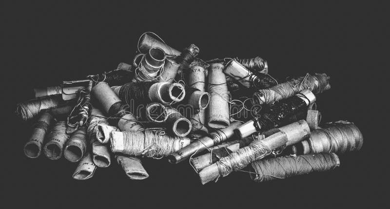 Pile of Used Spools of Thread Tailoring Stock Photo - Image of ...