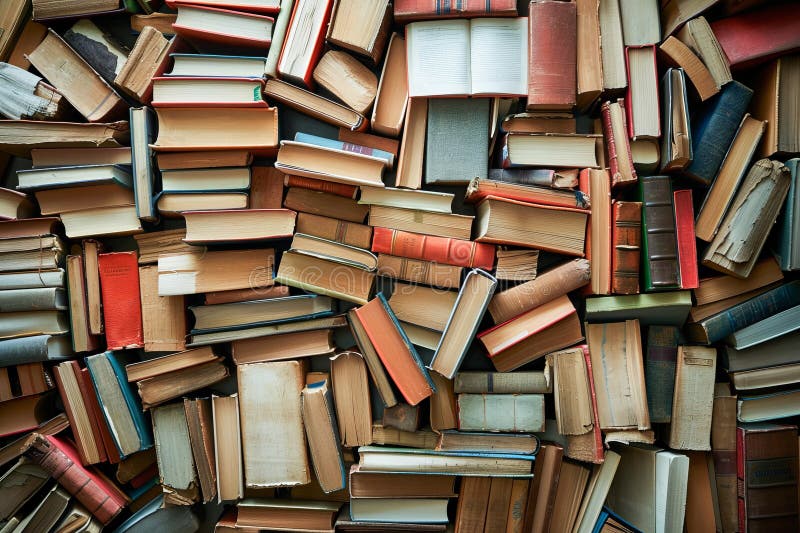 Pile of Various Books in Disarray Captured from Above Stock ...