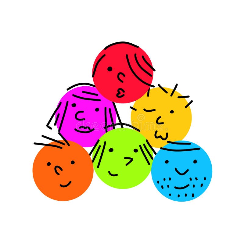 Pile of Various Bright Basic Geometric Figures with Face Emotions ...