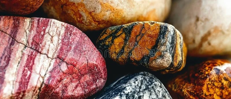 A Pile of Various Colored Rocks Stacked Atop One Another Stock Image ...