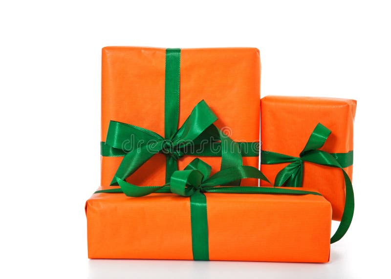 Wrapped Presents with Bows and Ribbons Stock Photo - Image of card ...