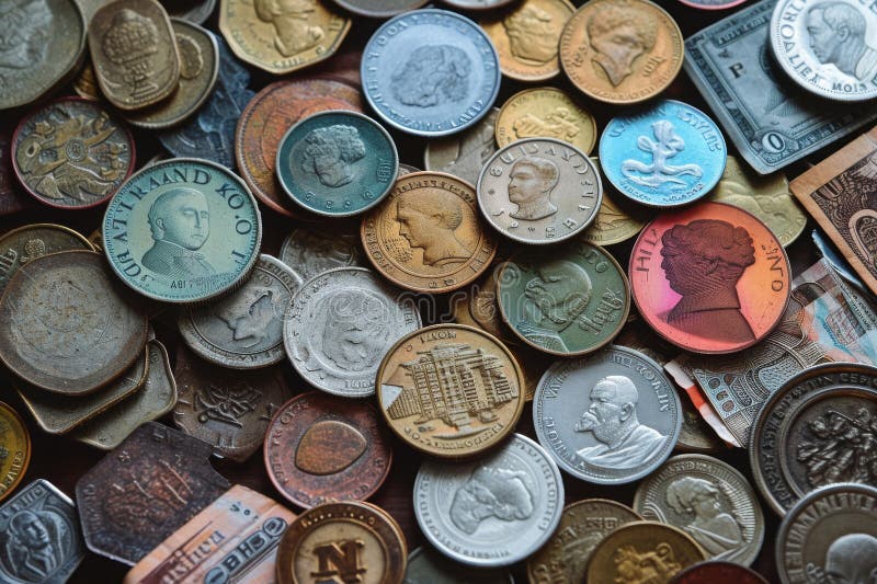 A Pile of Various Types of Coins, Compilation of Historical Currency ...