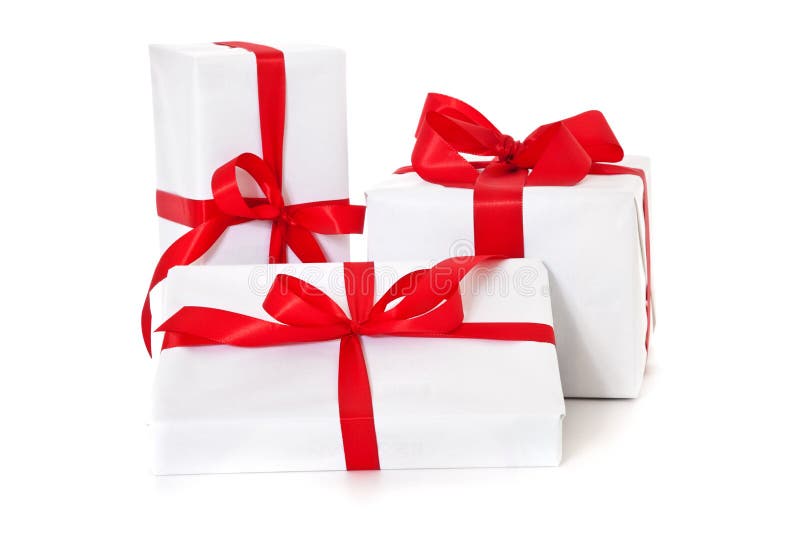 Wrapped Presents with Bows and Ribbons Stock Photo - Image of card ...